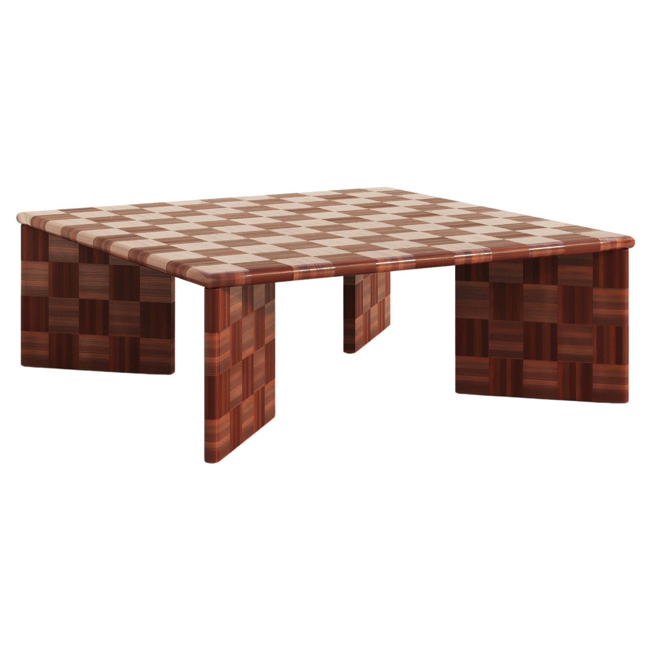 "BLOCK" Side Coffee Table Straw Marquetry Inlay Handmade Pedestal ...