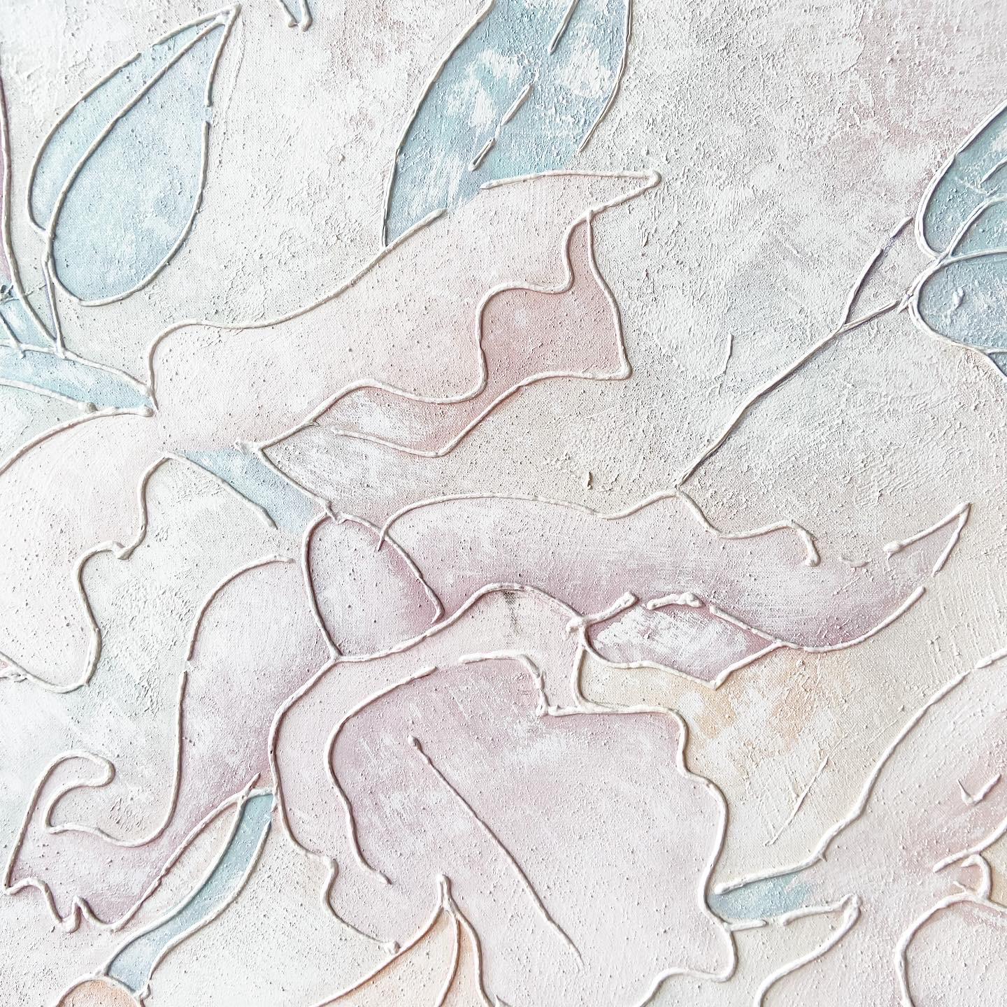 Botanical Postmodern Pink and Blue Oil Painting by Richard Selix, 1980 ...