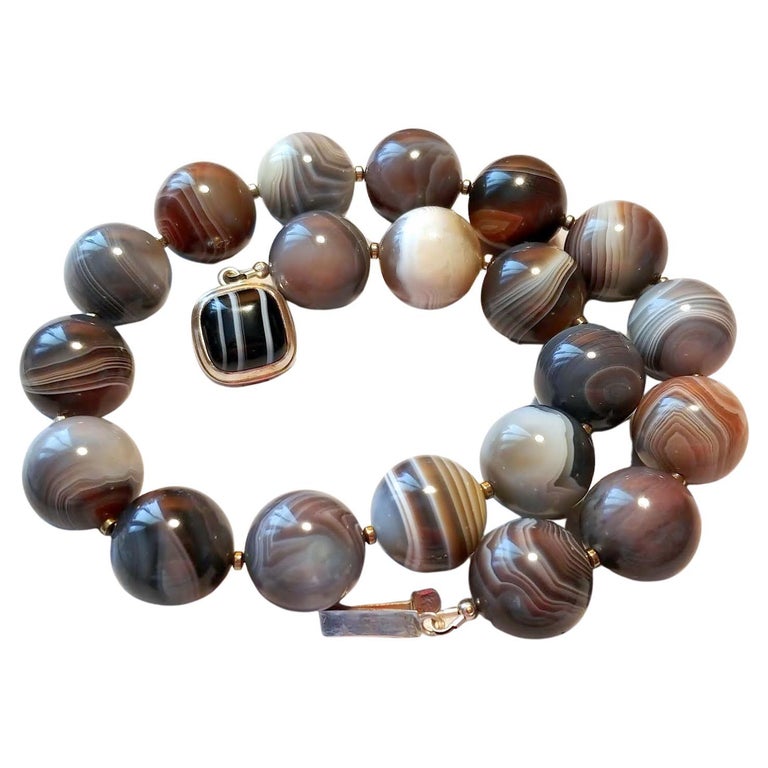 Botswana Agate Beaded Necklace at 1stDibs
