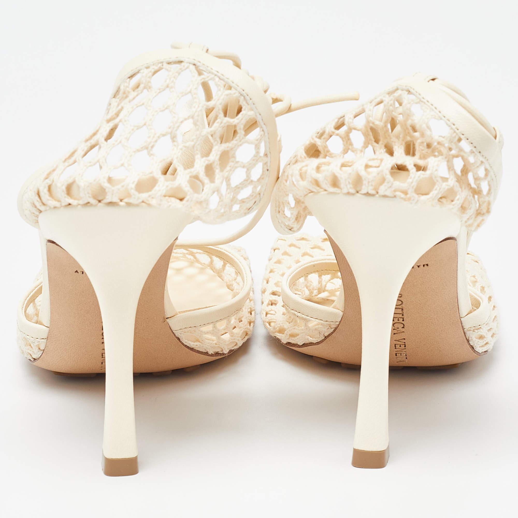 Bottega Veneta Beige Knit Fabric and Leather Trim Stretch Pumps Size 38 ...