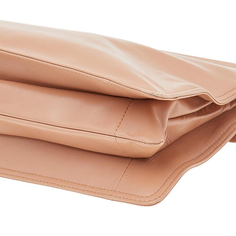 Bottega Veneta Beige Leather Oversized Clutch For Sale at 1stDibs