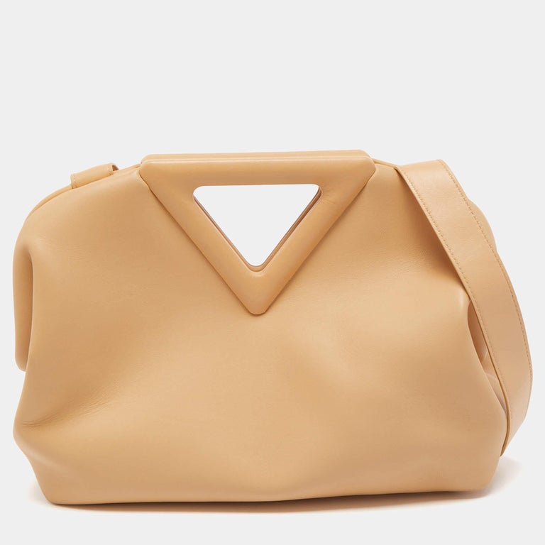 Bottega Veneta Beige Leather The Triangle Shoulder Bag For Sale at 1stDibs
