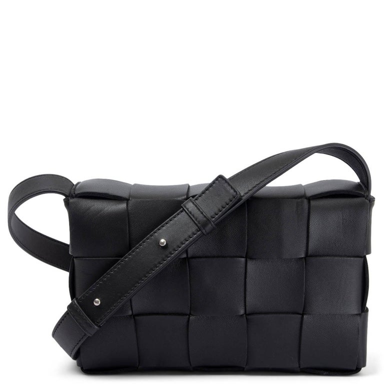 BOTTEGA VENETA black Intrecciato leather SMALL CASSETTE Crossbody Bag ...
