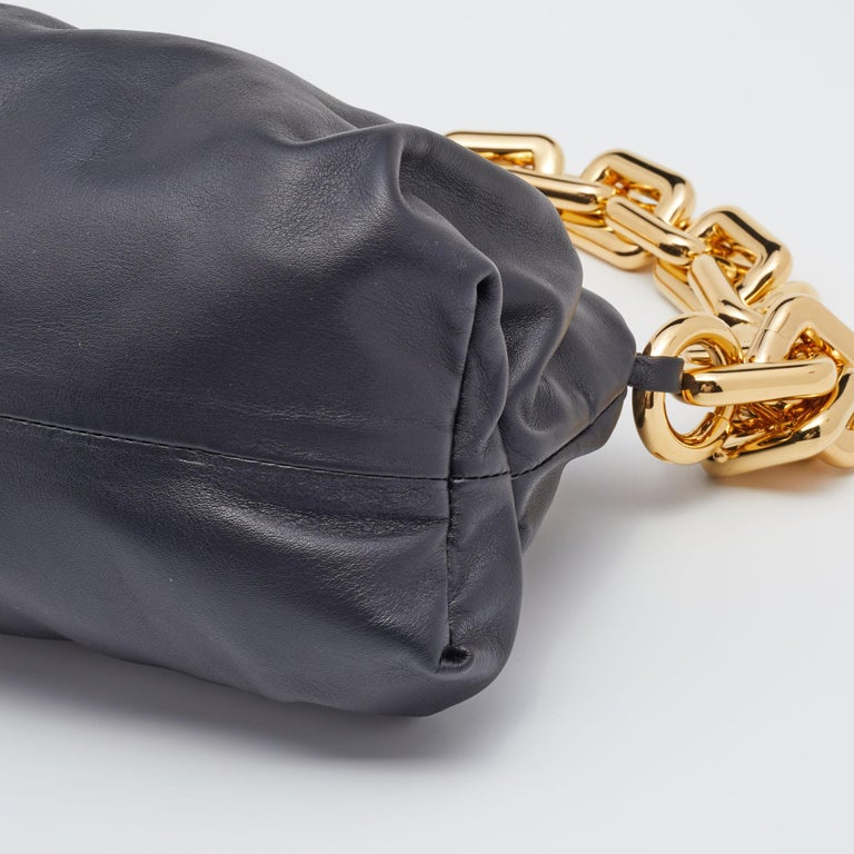 Bottega Veneta Black Leather Chain Pouch Clutch For Sale at 1stDibs
