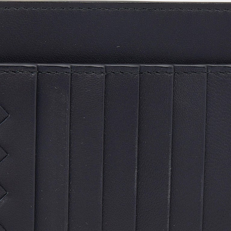 Bottega Veneta Black Leather Intrecciato Cheque Wallet For Sale at 1stDibs