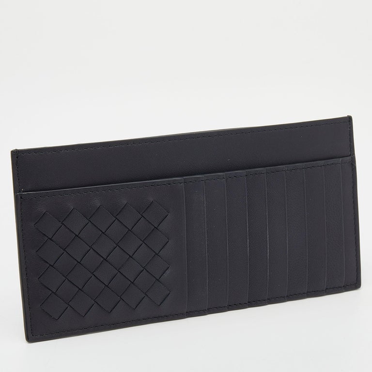 Bottega Veneta Black Leather Intrecciato Cheque Wallet For Sale at 1stDibs