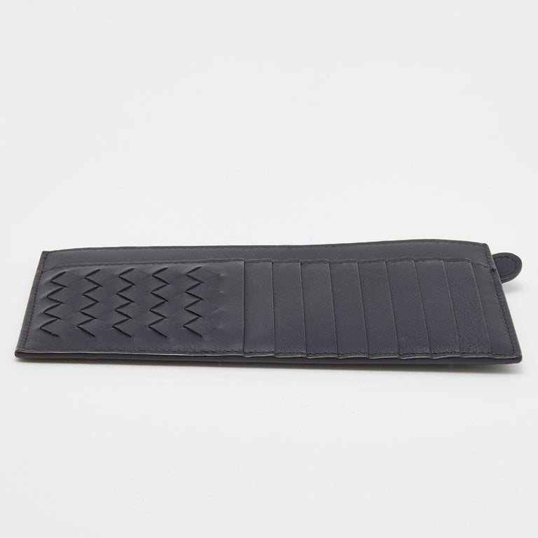 Bottega Veneta Black Leather Intrecciato Cheque Wallet For Sale at 1stDibs