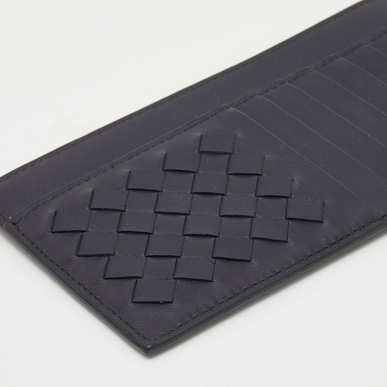 Bottega Veneta Black Leather Intrecciato Cheque Wallet For Sale at 1stDibs