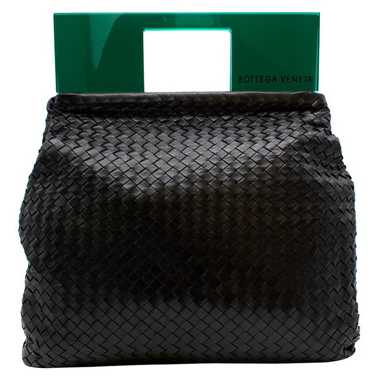 Bottega Veneta Black Leather Intrecciato Plexi Bag at 1stDibs