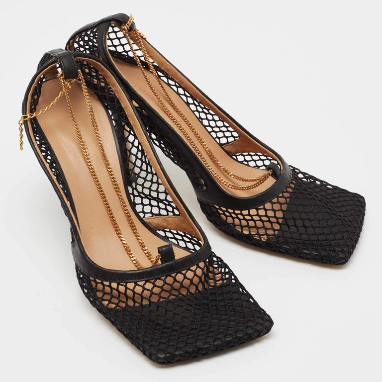Bottega Veneta Black Mesh Stretch Pumps Size 38.5 For Sale at 1stDibs