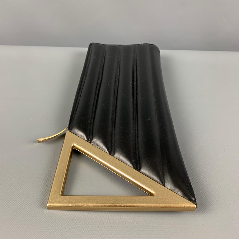 BOTTEGA VENETA Black Padded Leather Clutch Handbag For Sale at 1stDibs