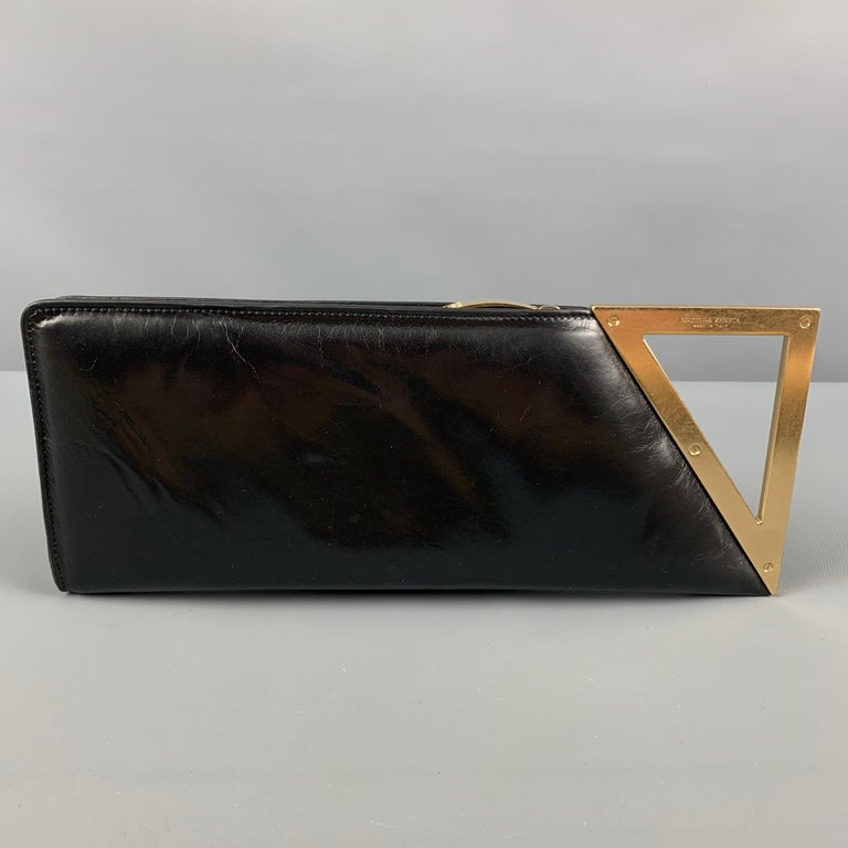 BOTTEGA VENETA Black Padded Leather Clutch Handbag For Sale at 1stDibs