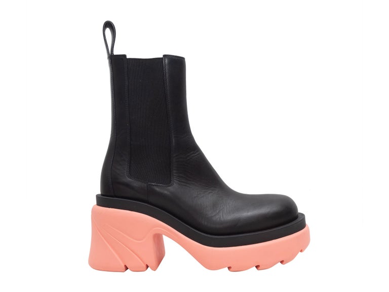 Bottega Veneta Black and Pink Flash Platform Ankle Boots For Sale at ...
