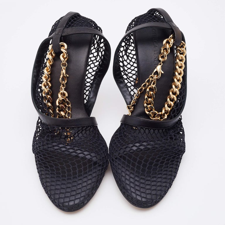 Bottega Veneta Black Stretch Mesh and Leather D'orsay Pumps Size 37 For ...