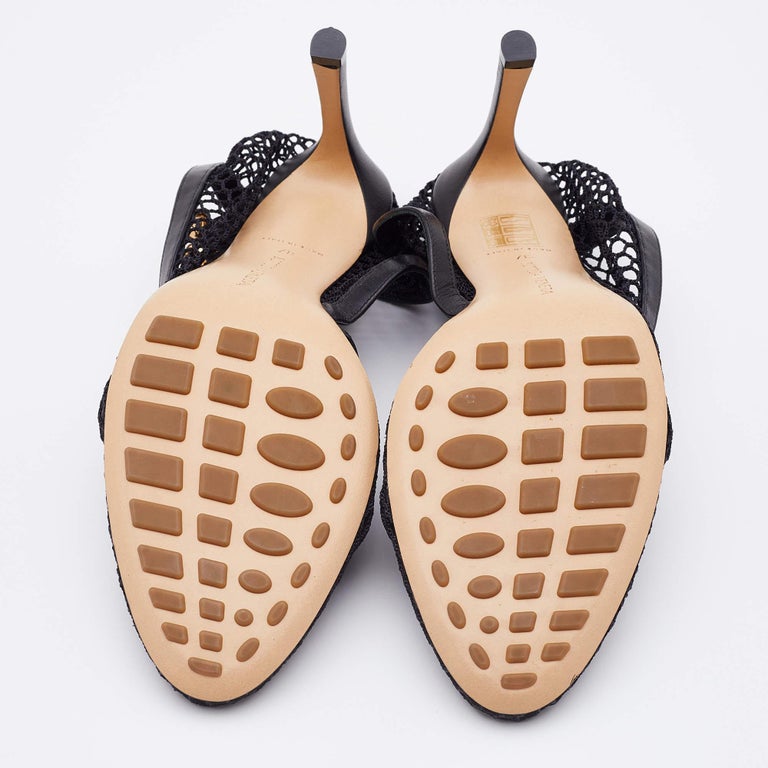 Bottega Veneta Black Stretch Mesh and Leather D'orsay Pumps Size 37 For ...