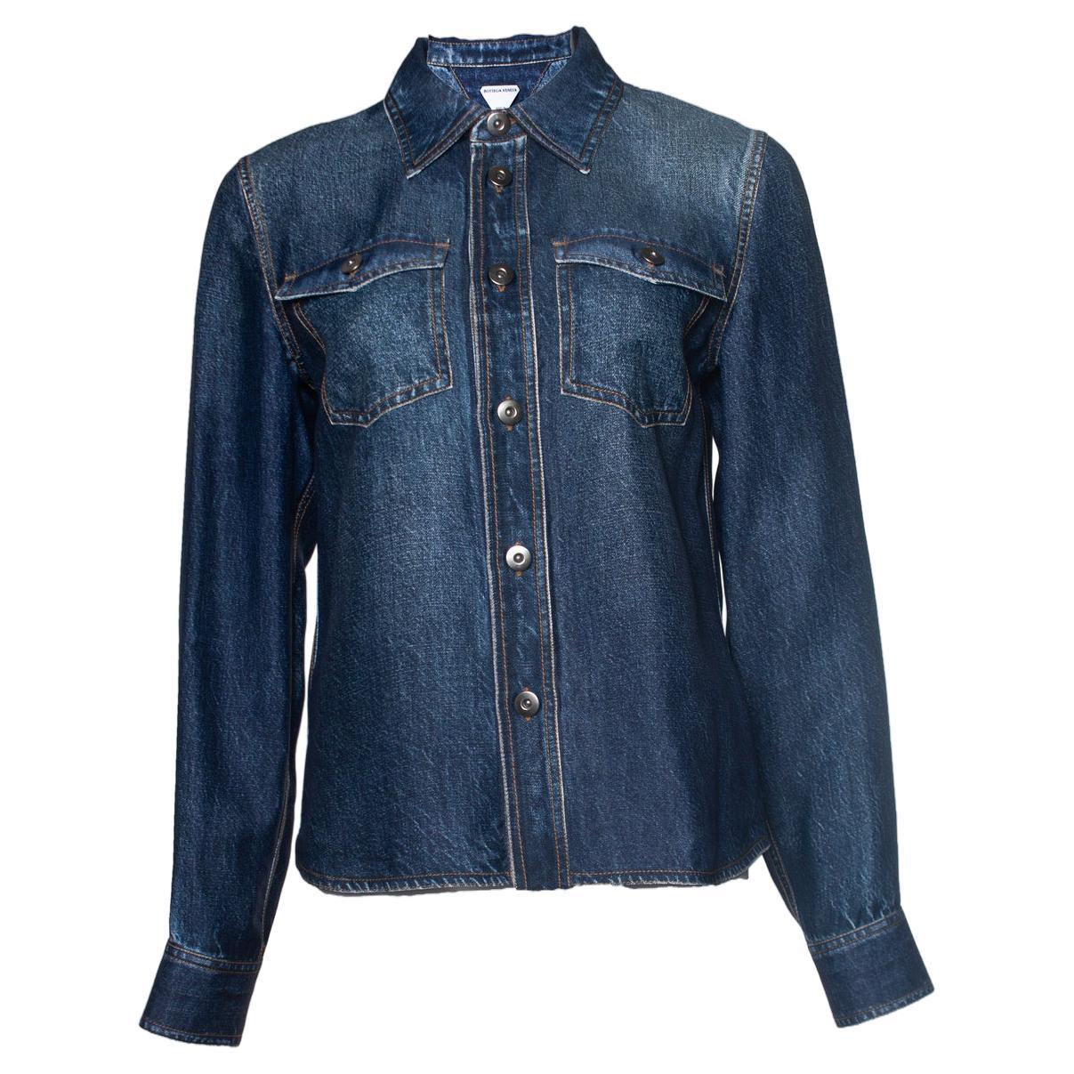 Bottega Veneta, Blouse in denim print For Sale at 1stDibs