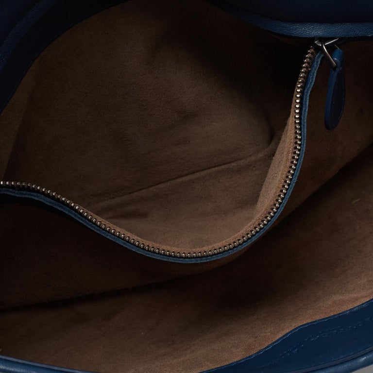 Bottega Veneta Blue Intrecciato Leather Flap Shoulder Bag For Sale at ...