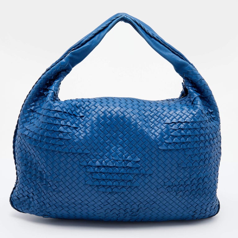 Bottega Veneta Blue Intrecciato Leather Large Hobo For Sale at 1stDibs