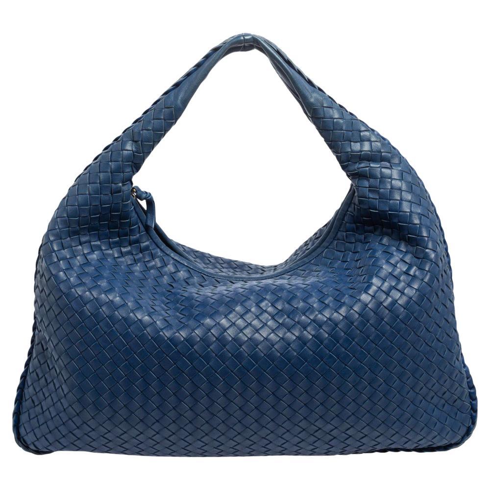 Bottega Veneta Light Teal Blue Woven Barrel style Leather Handbag at ...