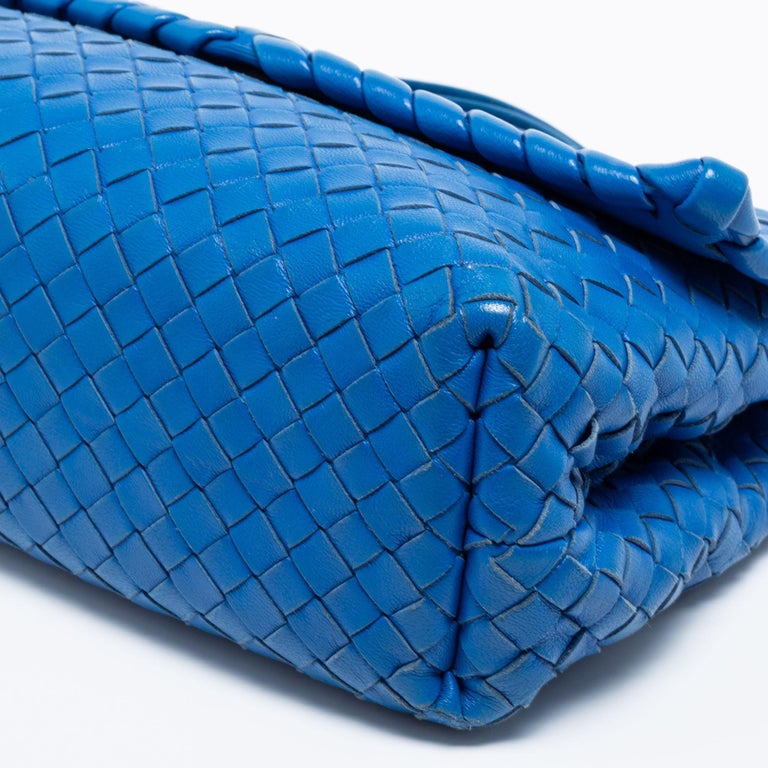Bottega Veneta Blue Intrecciato Leather Olimpia Shoulder Bag at 1stDibs