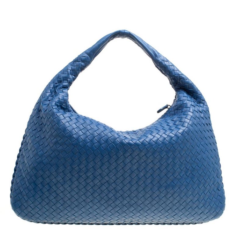 Bottega Veneta Blue Intrecciato Leather Veneta Hobo For Sale at 1stDibs ...