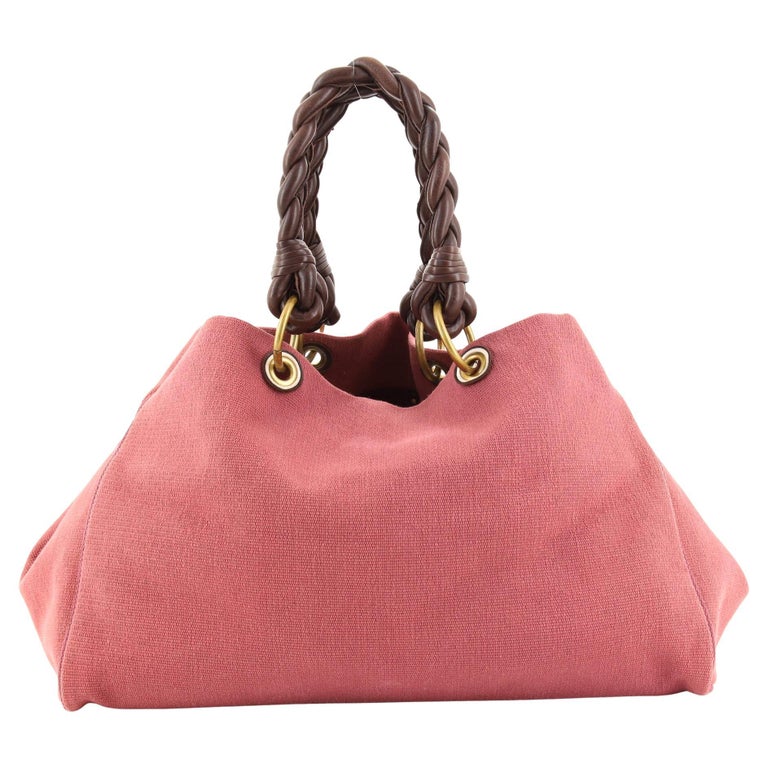 Bottega Veneta Braided Handle Open Tote Bag Canvas with Leather For ...