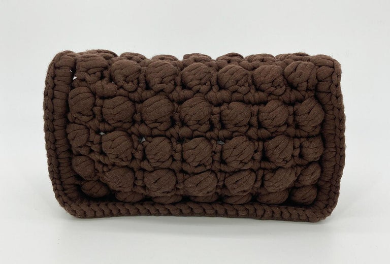 Bottega Veneta Brownie Classic Brown Crochet Flap Bag For Sale at 1stDibs