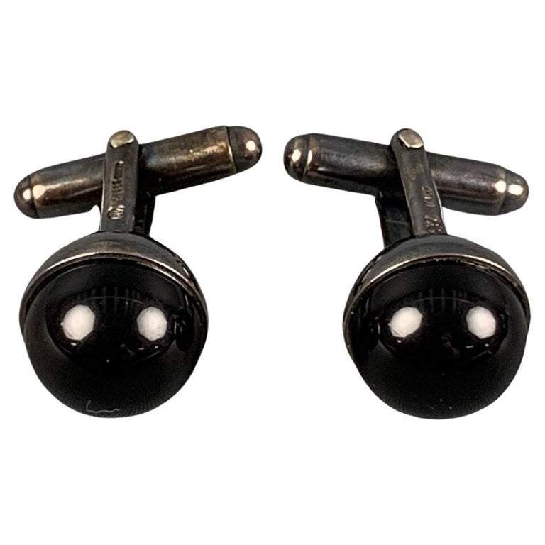 BOTTEGA VENETA Brown Sterling Silver Cuff Links For Sale at 1stDibs
