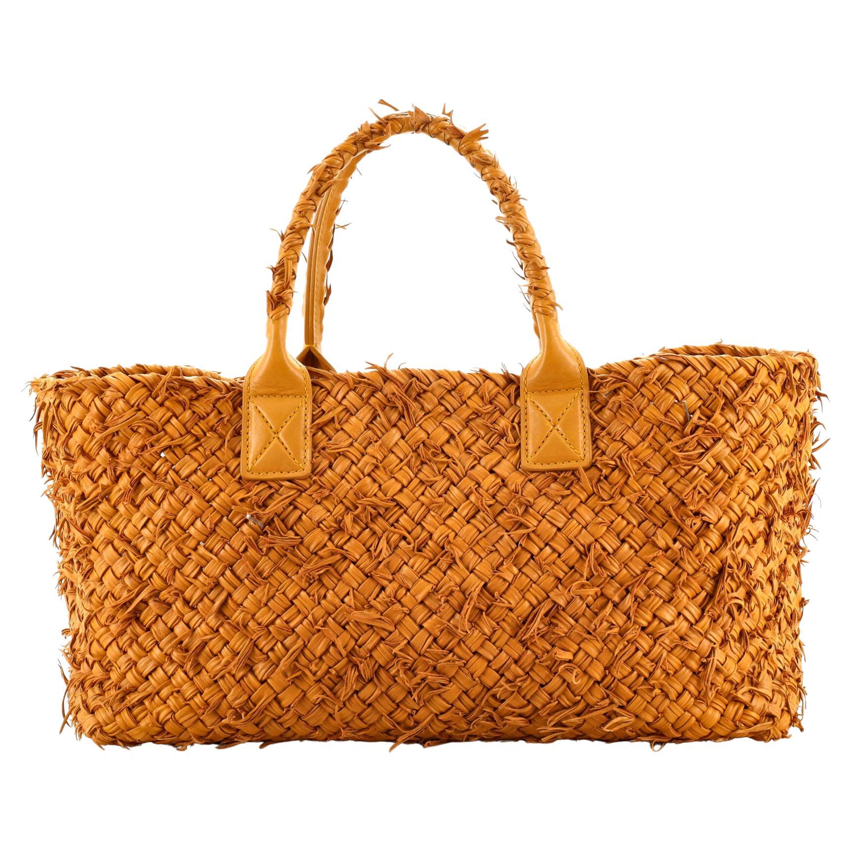 BOTTEGA VENETA orange woven leather SMALL CABAS Tote Shopper Bag at 1stDibs