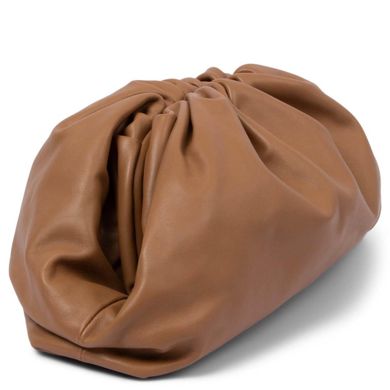 BOTTEGA VENETA camel brown leather POUCH OVERSIZED Clutch Bag For Sale ...