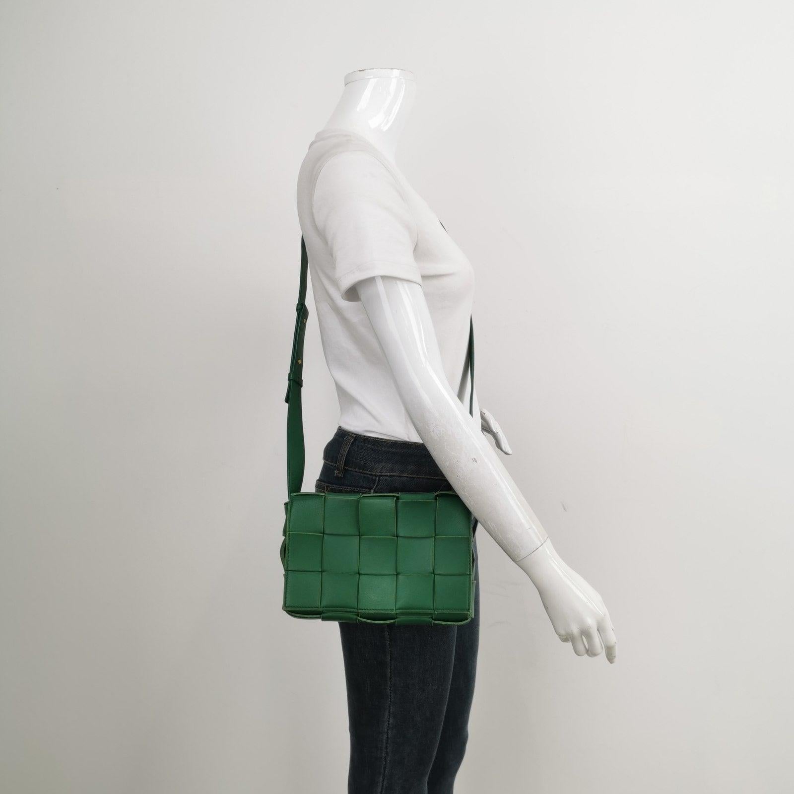 Bottega Veneta Cassette Green Leather Crossbody Bag For Sale at 1stDibs
