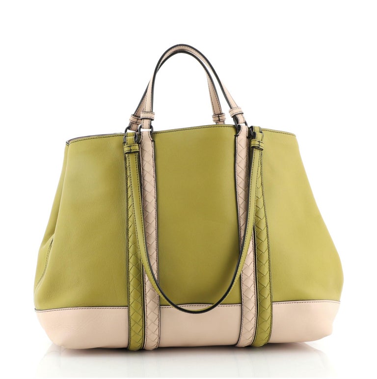 Bottega Veneta Corso Tote Leather with Intrecciato Detail Green ...