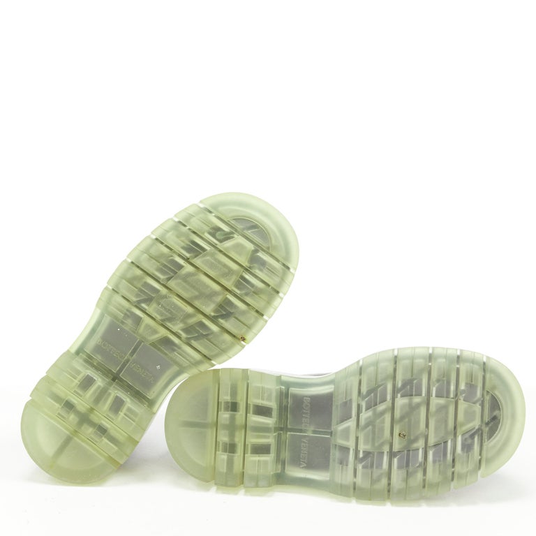 BOTTEGA VENETA Daniel Lee Tire clear lug sole black leather ankle boots ...