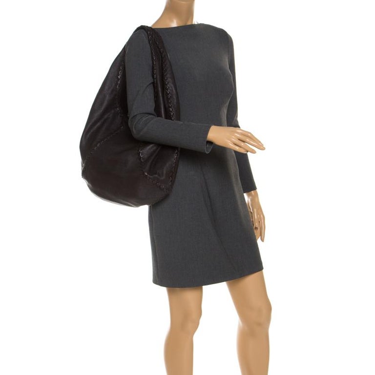 Bottega Veneta Dark Brown Cervo Leather Large Baseball Hobo at 1stDibs