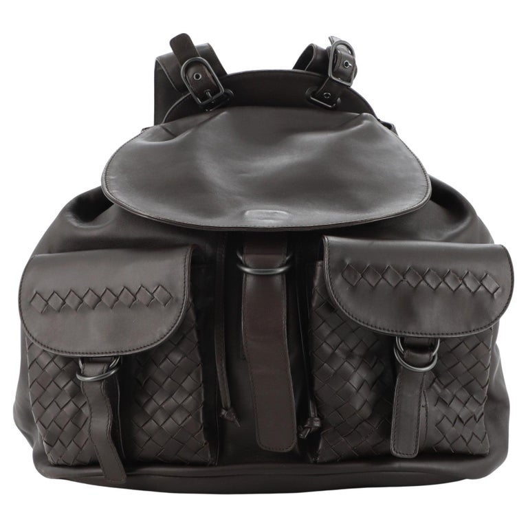 Bottega Veneta Double Pocket Backpack Leather with Intrecciato Detail ...