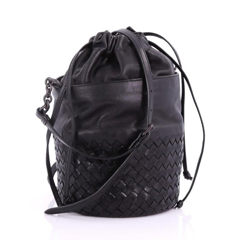 Bottega Veneta Drawstring Bucket Bag Leather and Intrecciato Nappa ...