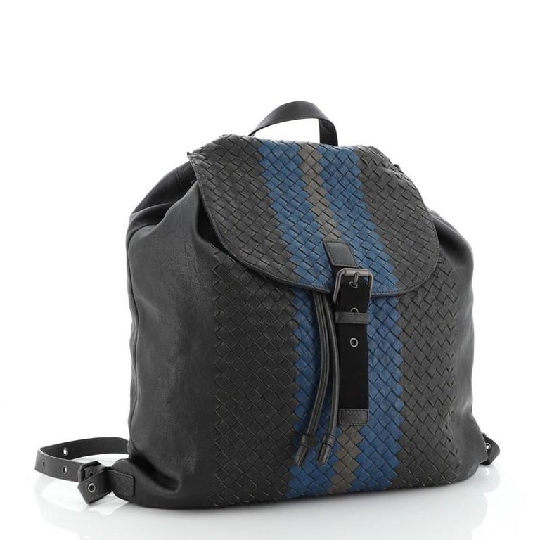 Bottega Veneta Drawstring Flap Backpack Leather with Intrecciato Large ...