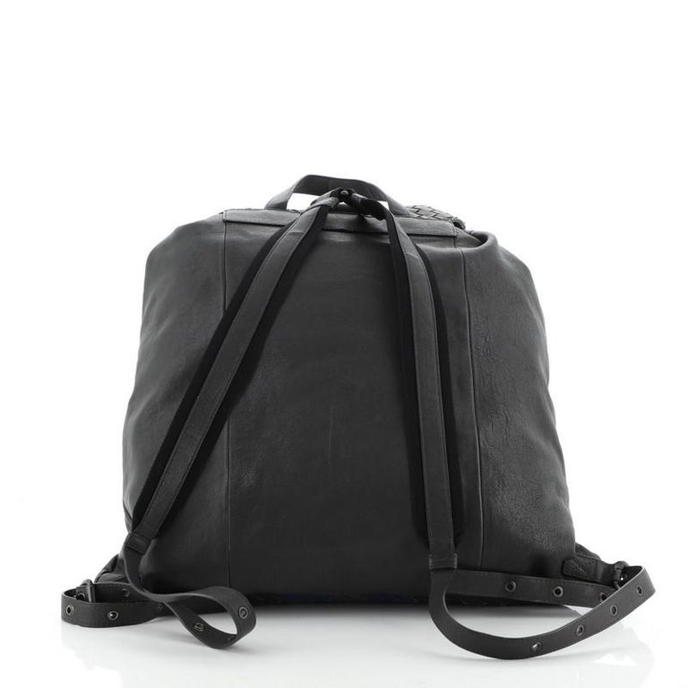 Bottega Veneta Drawstring Flap Backpack Leather with Intrecciato Large ...