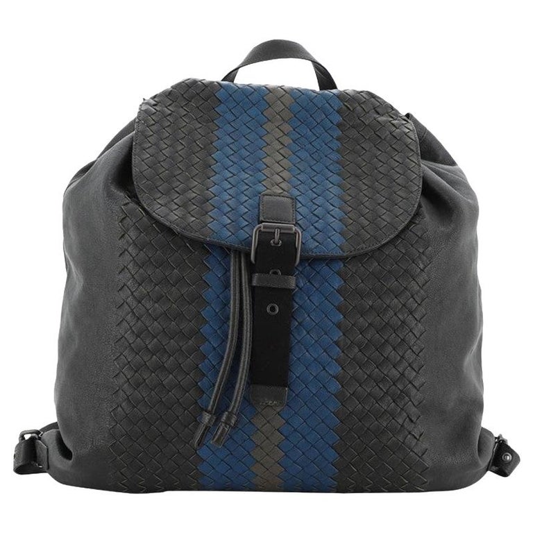 Bottega Veneta Drawstring Flap Backpack Leather with Intrecciato Large ...