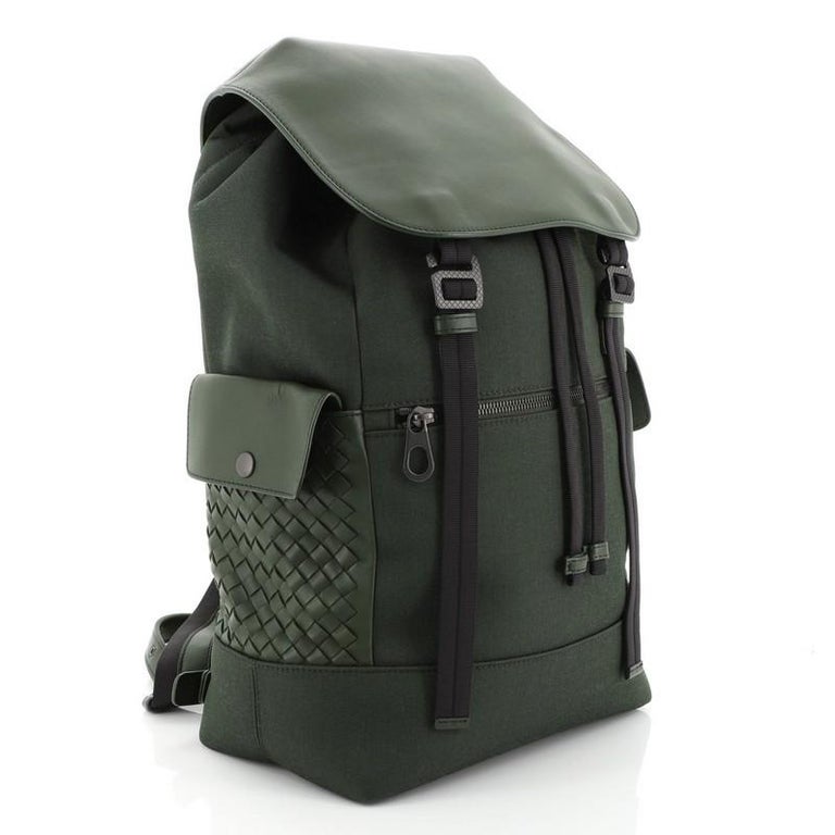 Bottega Veneta Drawstring Flap Backpack Technical Canvas With ...