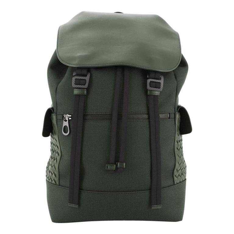 Bottega Veneta Drawstring Flap Backpack Technical Canvas With ...