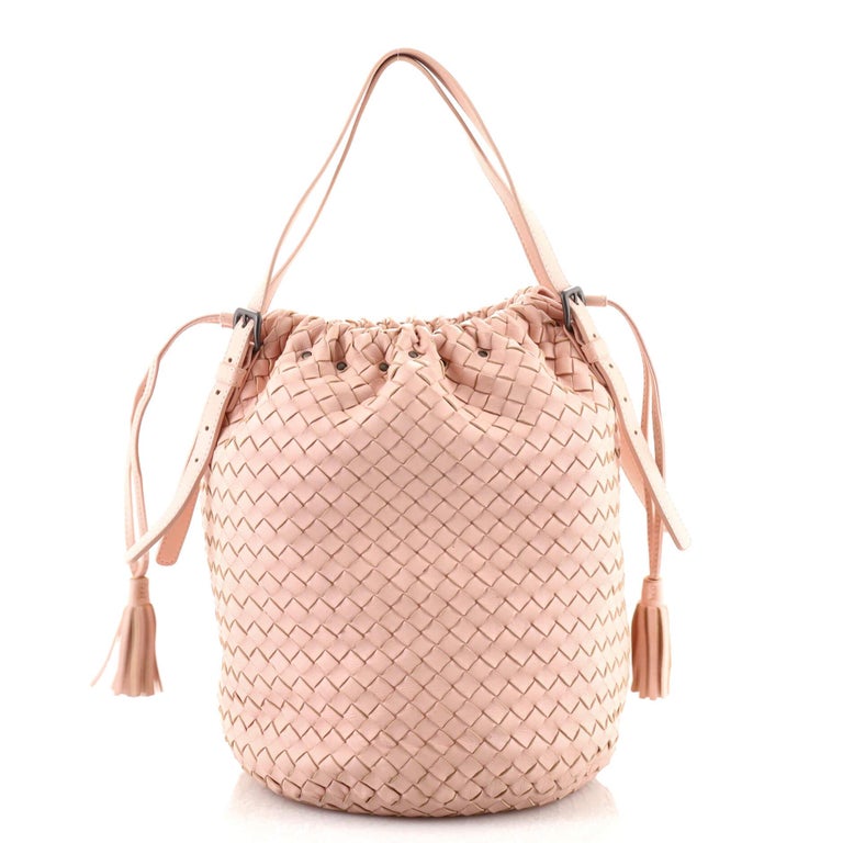 Bottega Veneta Drawstring Tassel Bucket Bag Intrecciato Nappa Small For Sale at 1stDibs