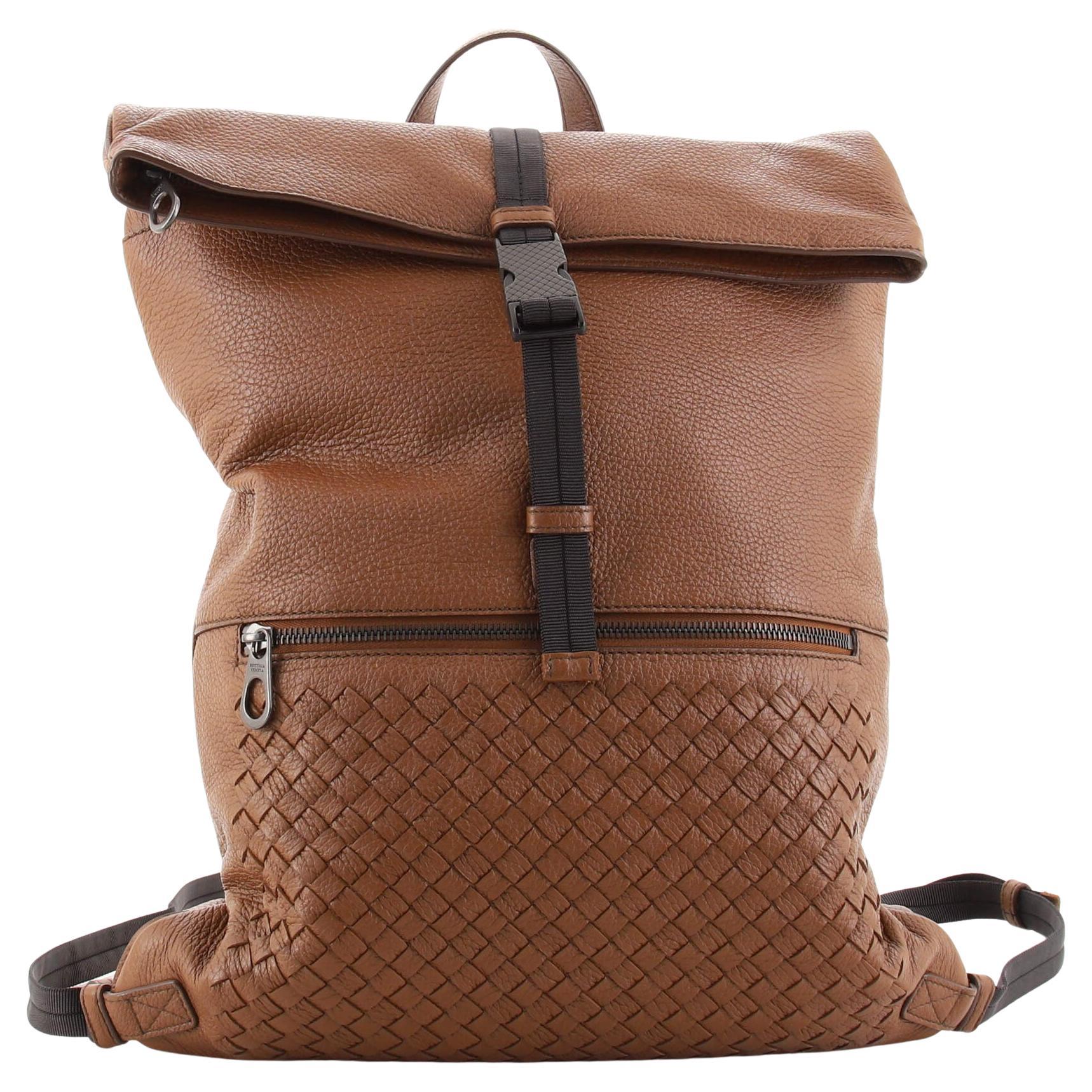 Bottega Veneta Mist Vialinea Backpack Leather with Intrecciato Detail ...