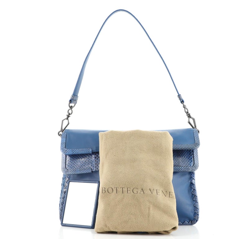 Bottega Veneta Fold Over Convertible Shoulder Bag Leather with Python ...