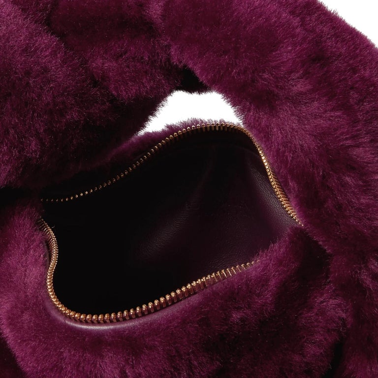 Bottega Veneta Burgundy Shearling The Jodi Mini Handbag For Sale at 1stDibs