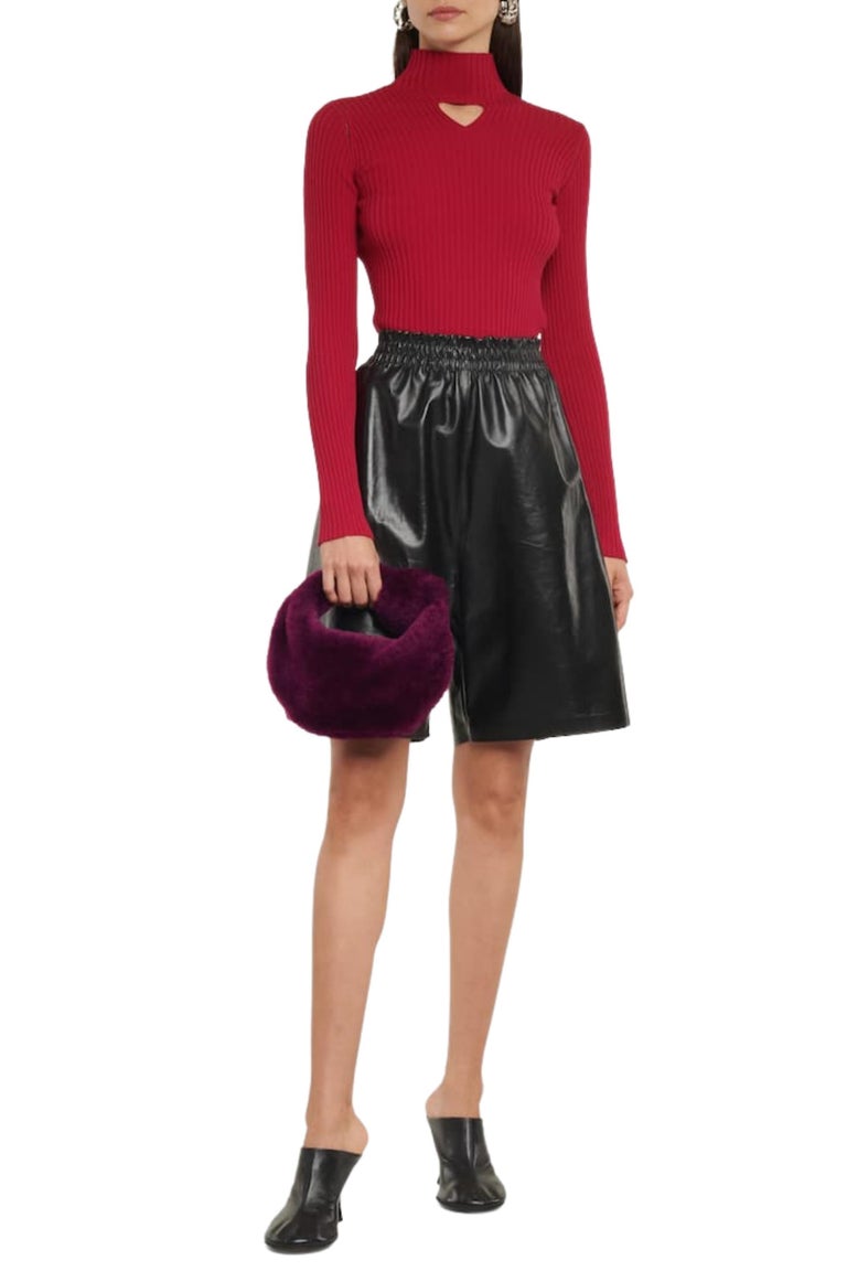 Bottega Veneta Burgundy Shearling The Jodi Mini Handbag For Sale at 1stDibs