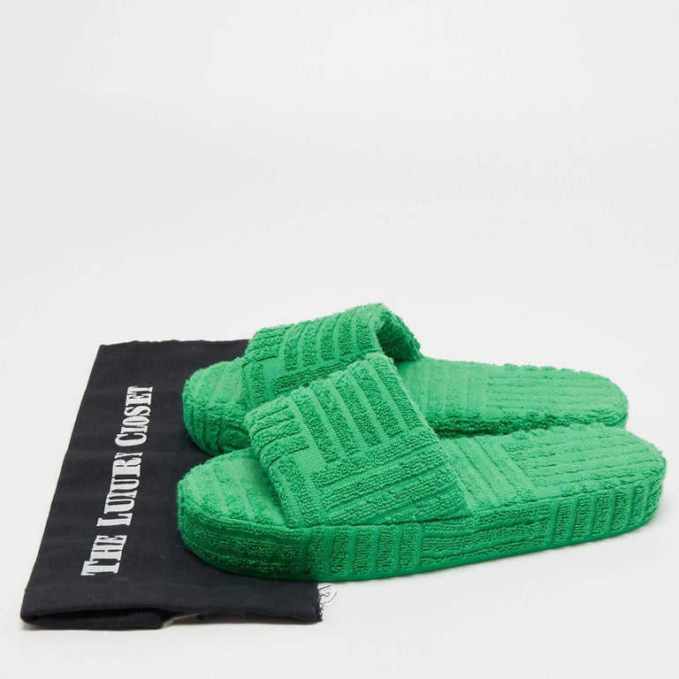 Bottega Veneta Green Cotton Fabric Resort Sponge Platform Slides Size ...