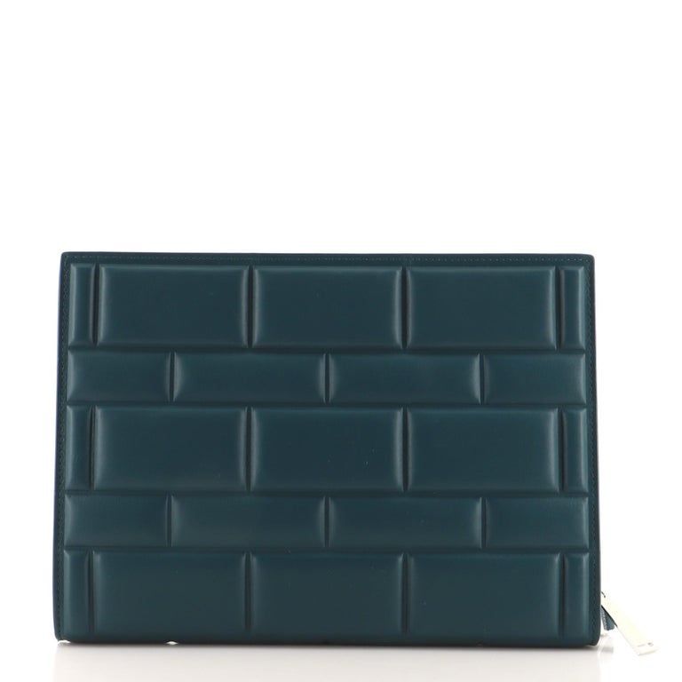 Bottega Veneta Grid Zip Around Wristlet Clutch Embossed Padded Leather ...