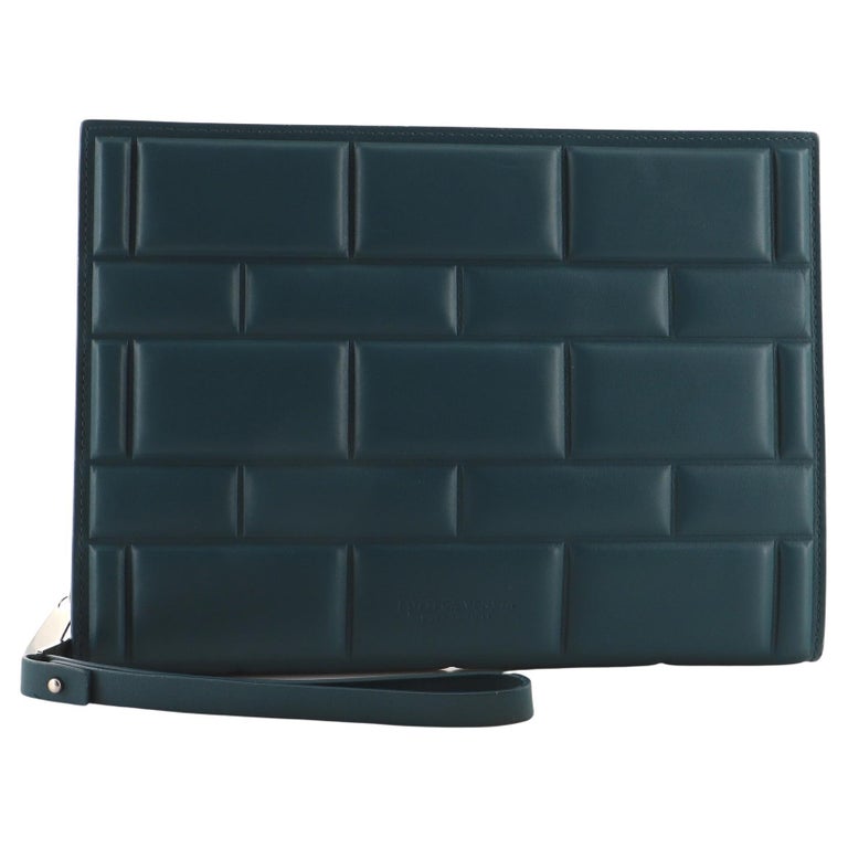 Bottega Veneta Grid Zip Around Wristlet Clutch Embossed Padded Leather ...