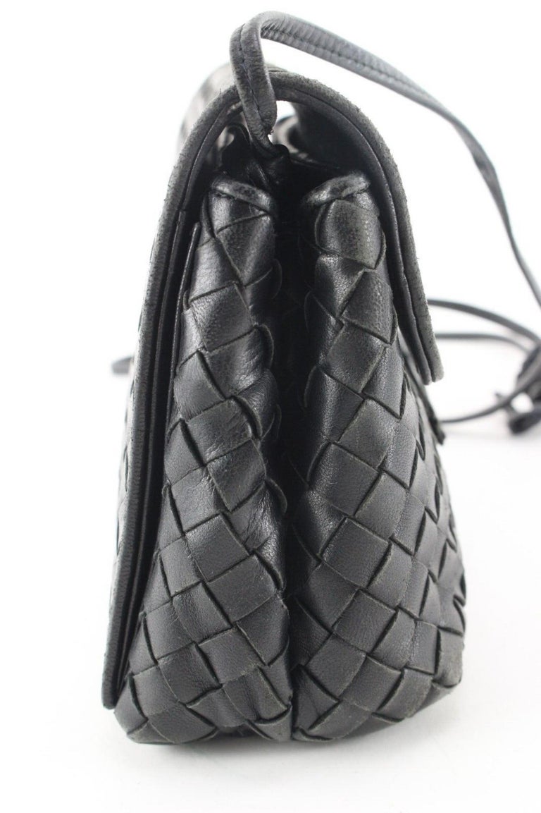 Bottega Veneta Intrecciato Black Woven Leather Loop Camera Crossbody ...